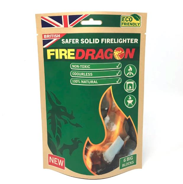 BCB Fire Dragon Solid Fuel Firelighters 6 Big Blocks Odourless Natural ...