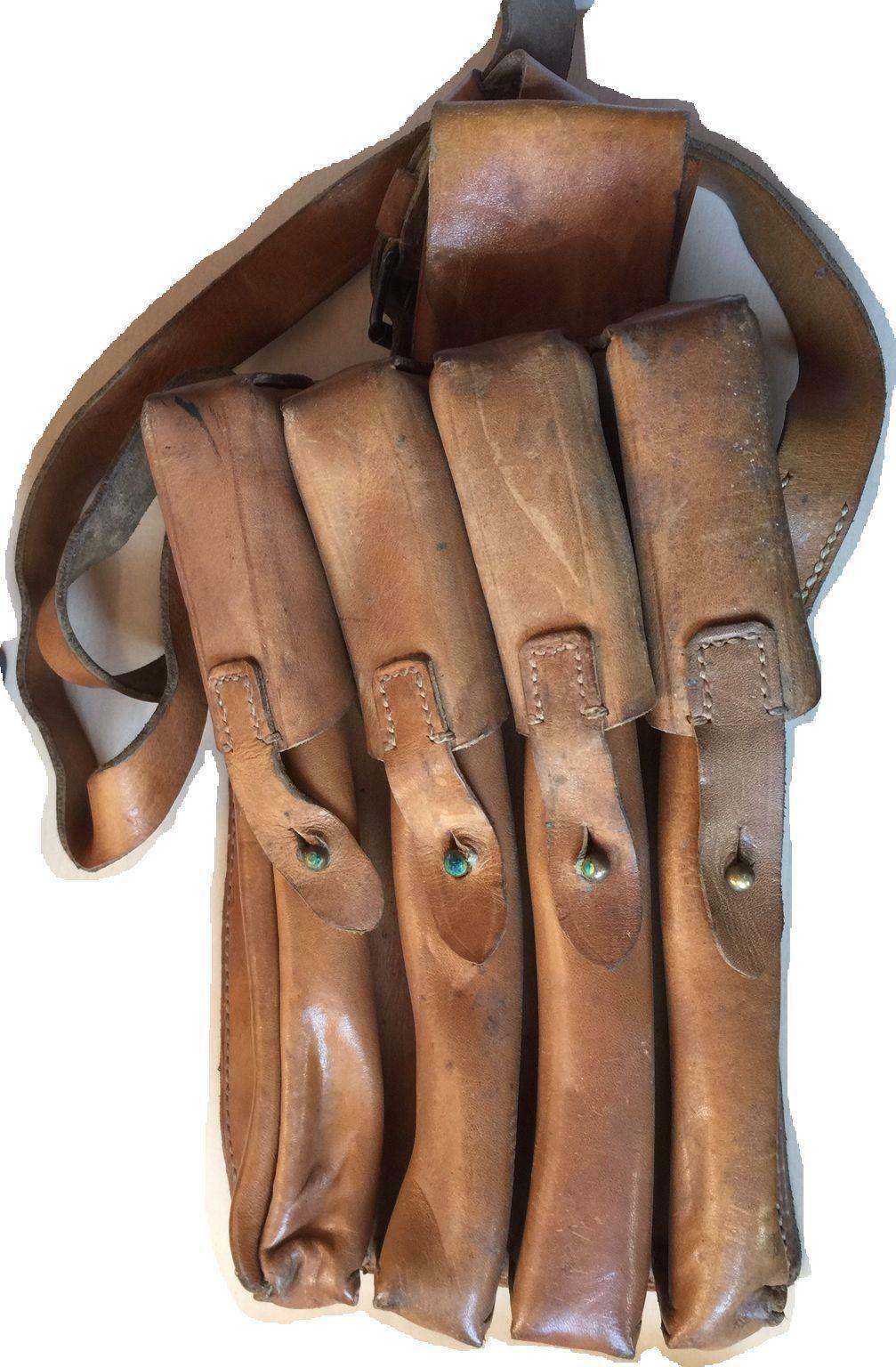 East European army surplus leather ammo magazine bandolier pouch ...