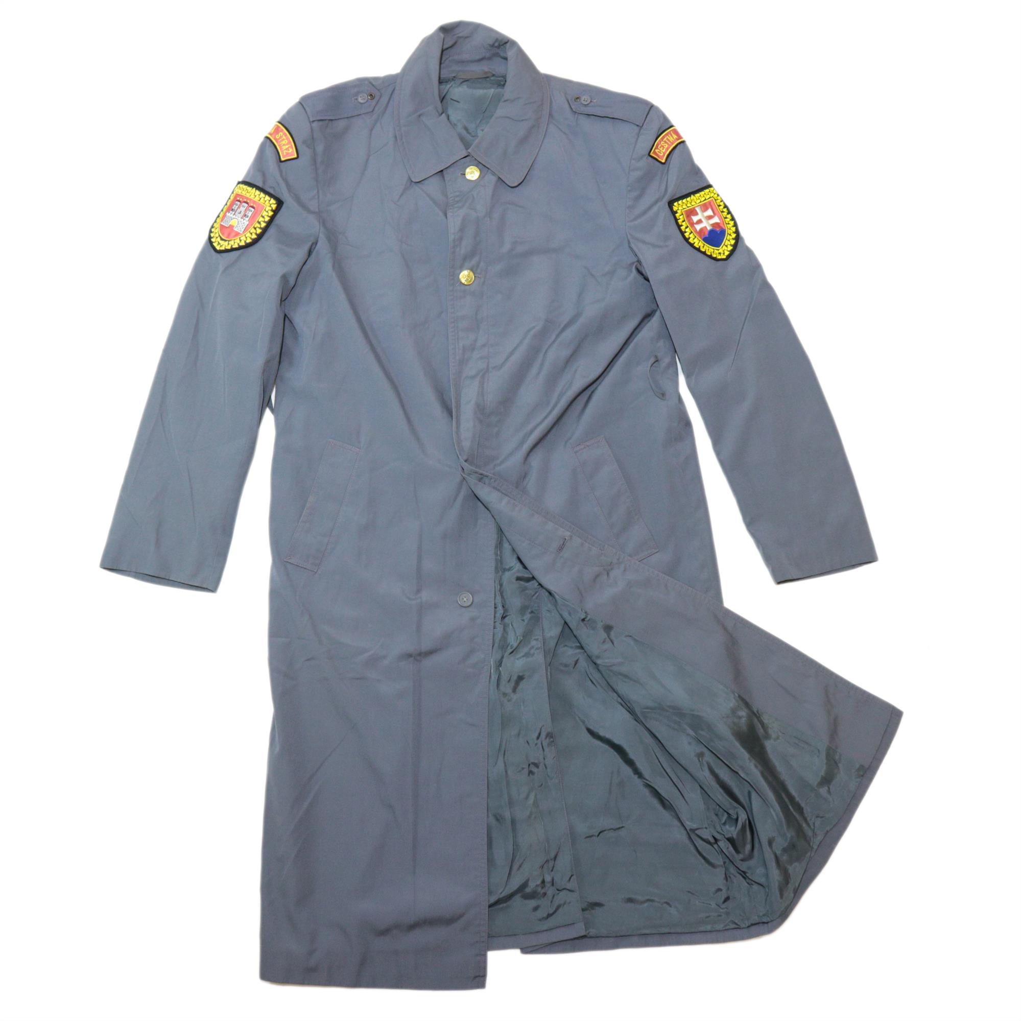 East European military surplus long grey guards trench over coat ...