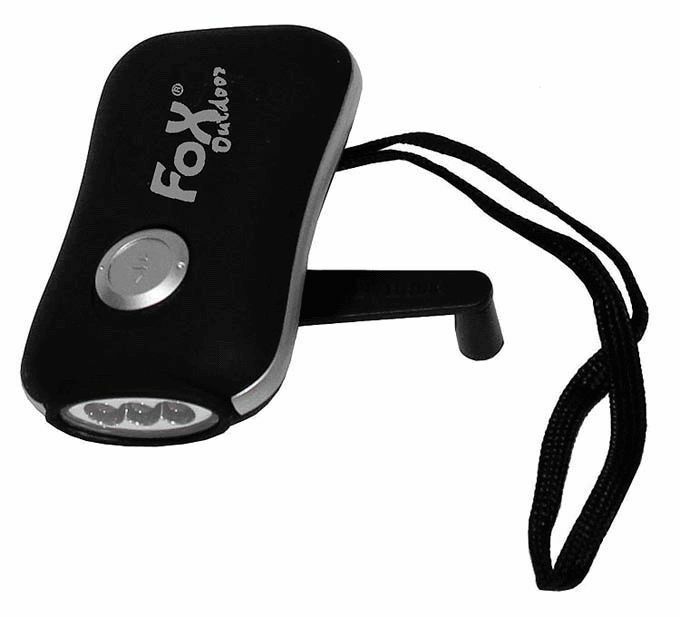 FOX outdoor, dynamo hand winding hand held lamp torch with strap ...