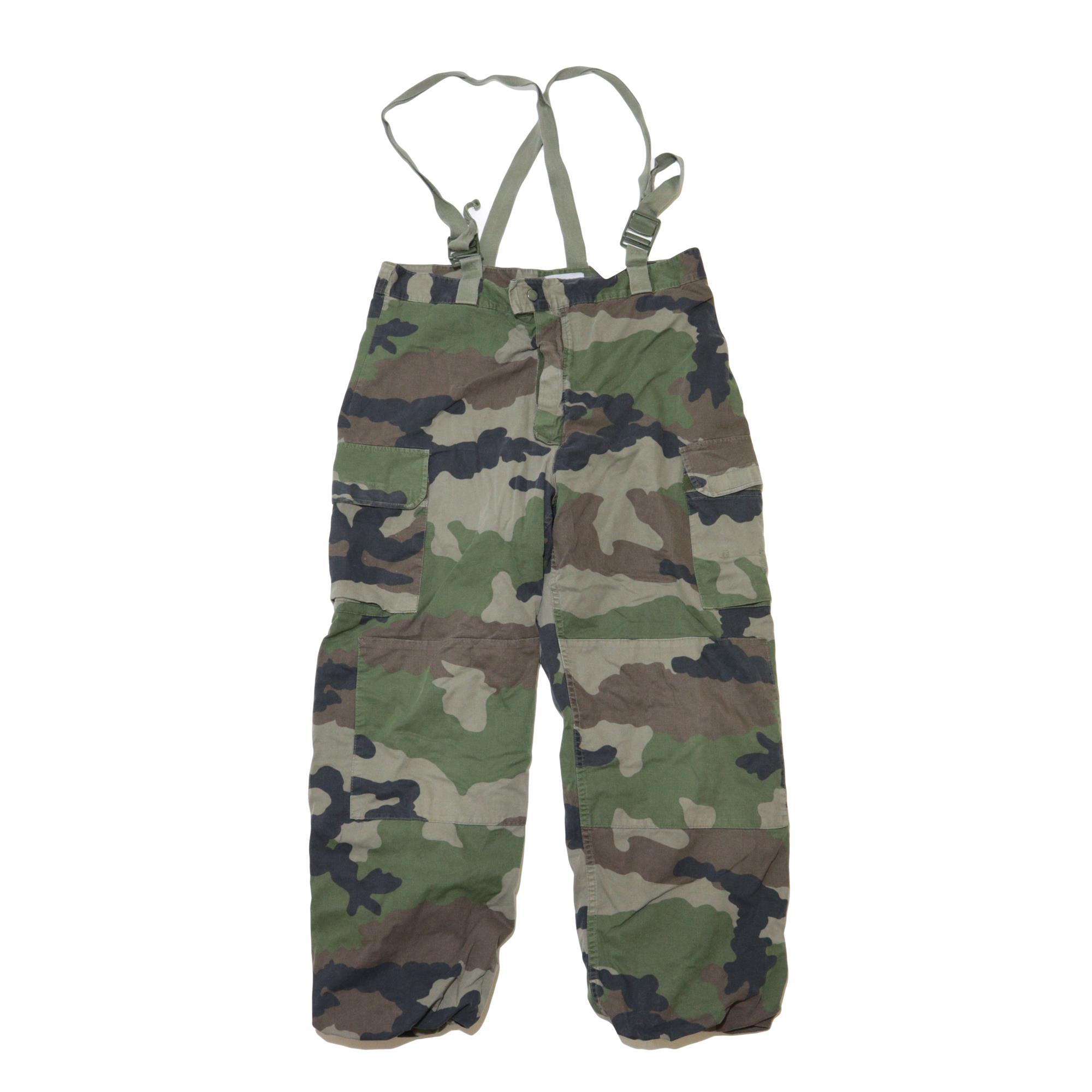 Genuine French Army Surplus CCE Woodland Camo Trousers with Suspenders ...