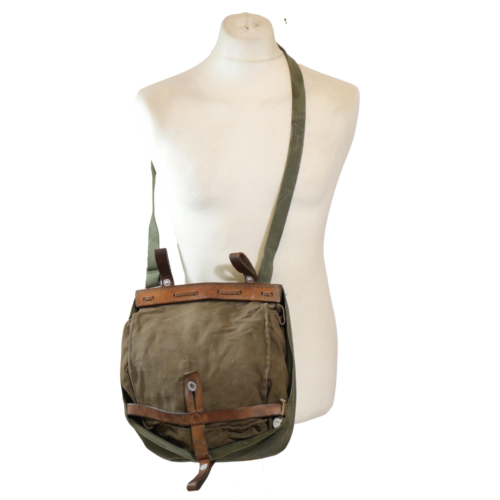 Genuine Vintage Swiss Army Surplus Canvas and Leather Bread Shoulder ...