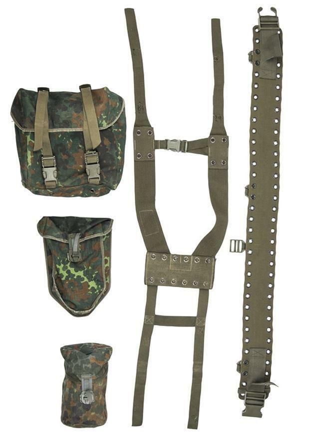 German army issue webbing set in flecktarn camouflage harness belt ...