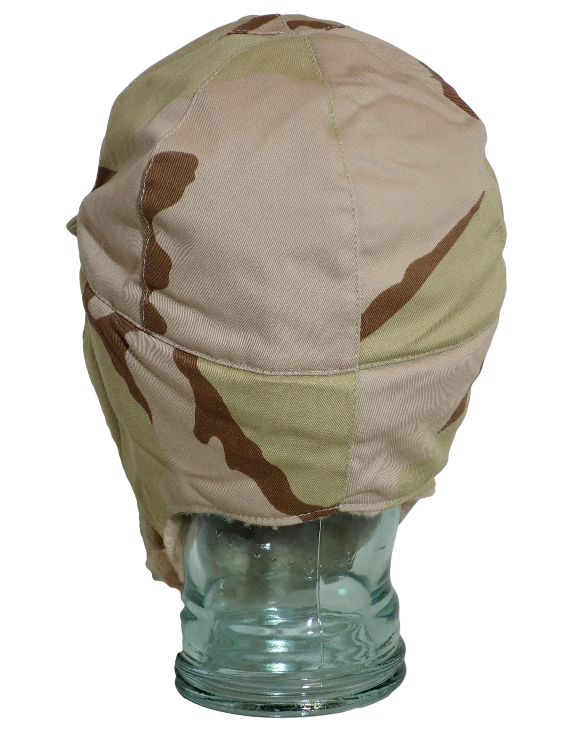 NEW Dutch army surplus desert camo cold weather cap hat faux fur ...