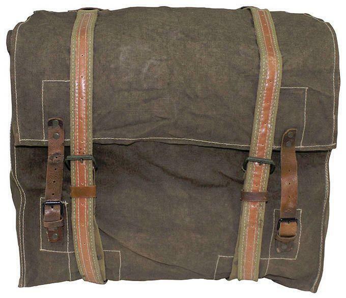 Vintage East European army surplus large canvas leather transport bag ...