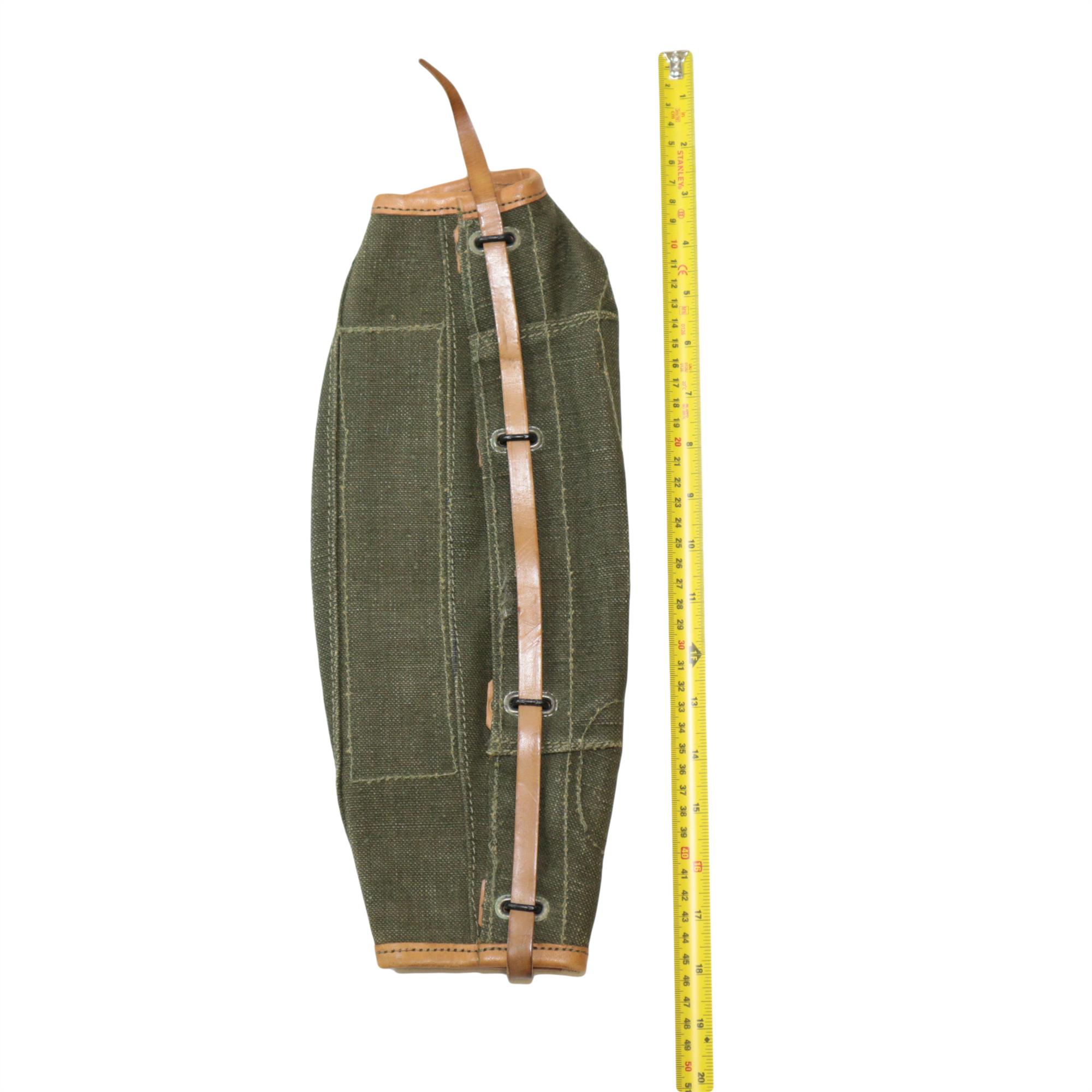 Vintage French military surplus canvas and leather barrel cover ...