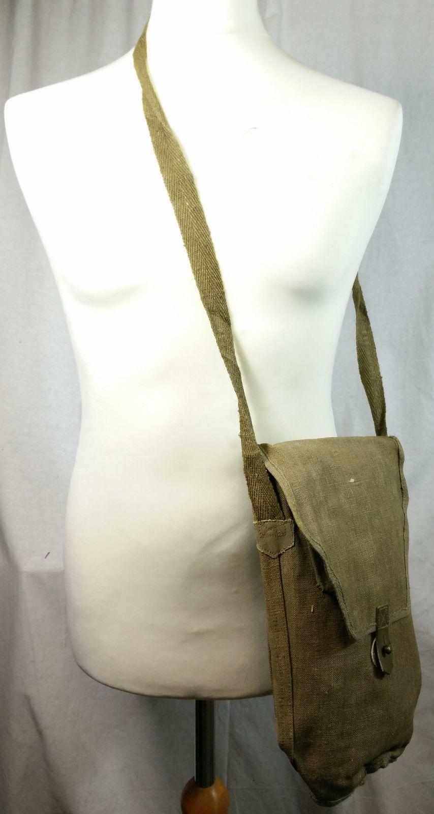 Vintage Italian army surplus canvas gas mask bag / shoulder / ammo bag ...