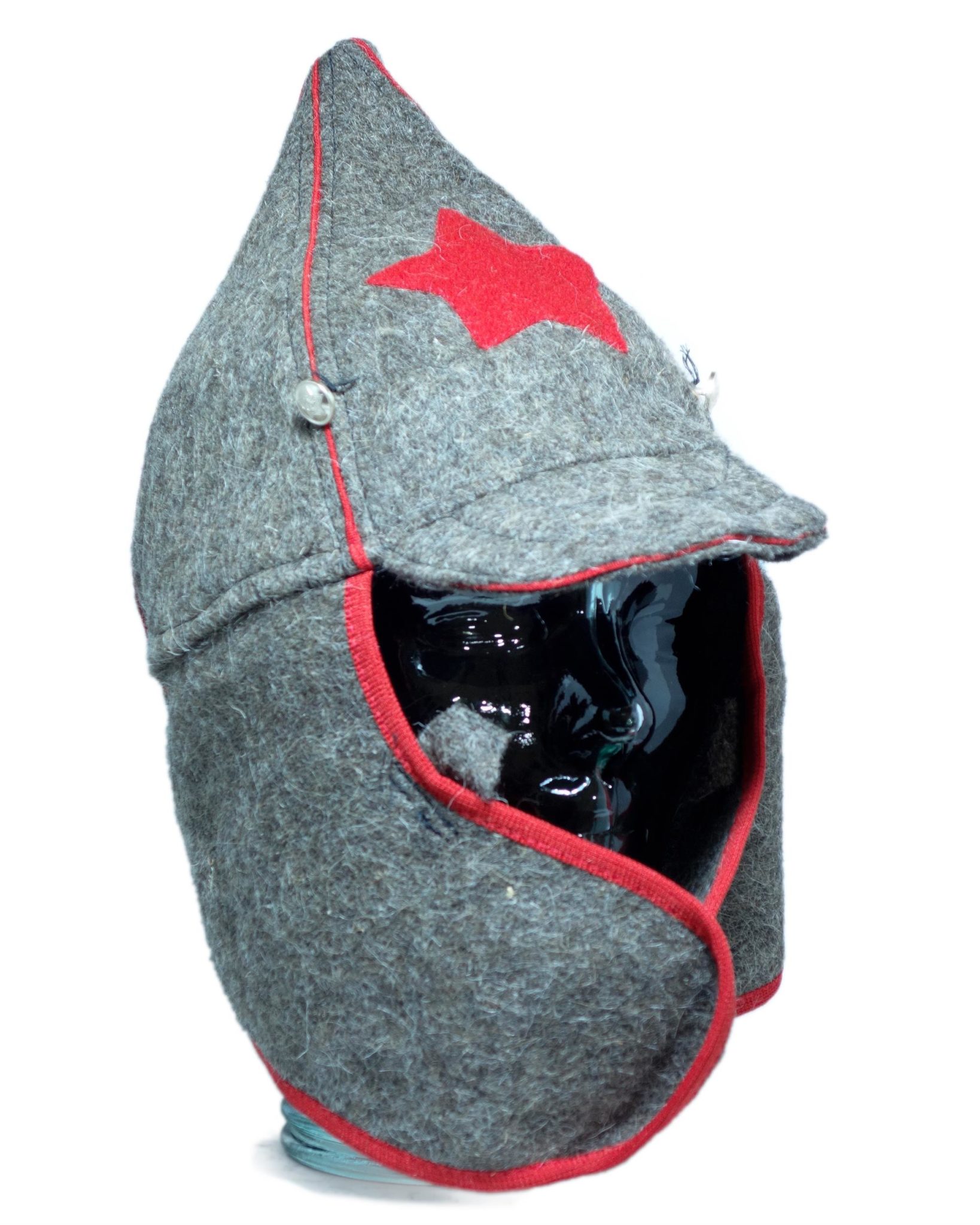 Russian Soviet Vintage style Grey wool red star Budenovka hat cap ...