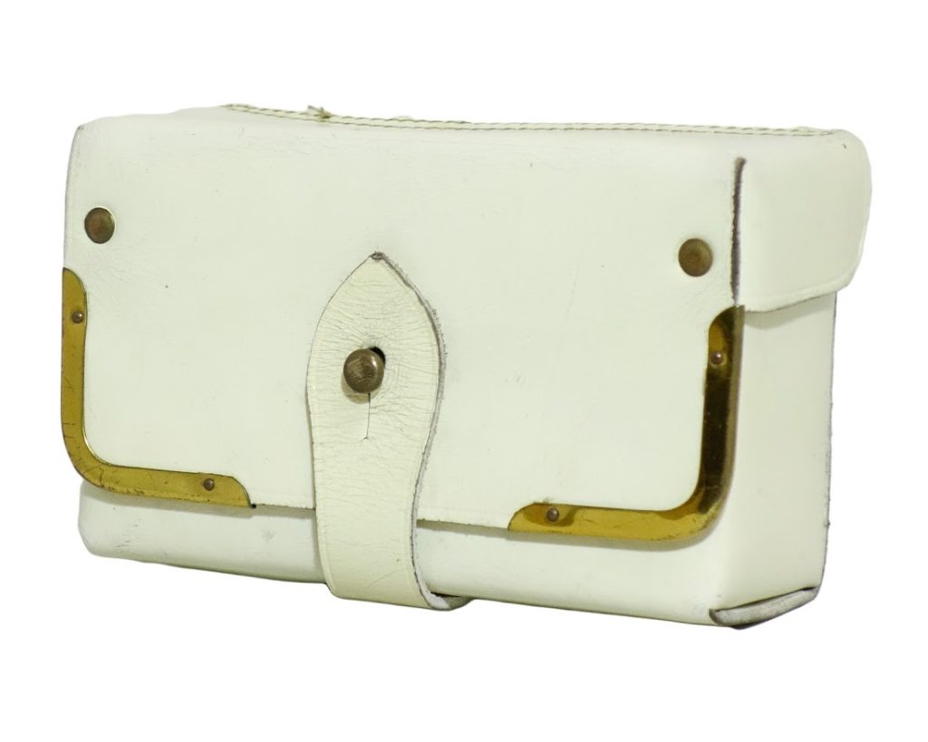Italian military surplus white leather ceremonial large ammo pouch ...