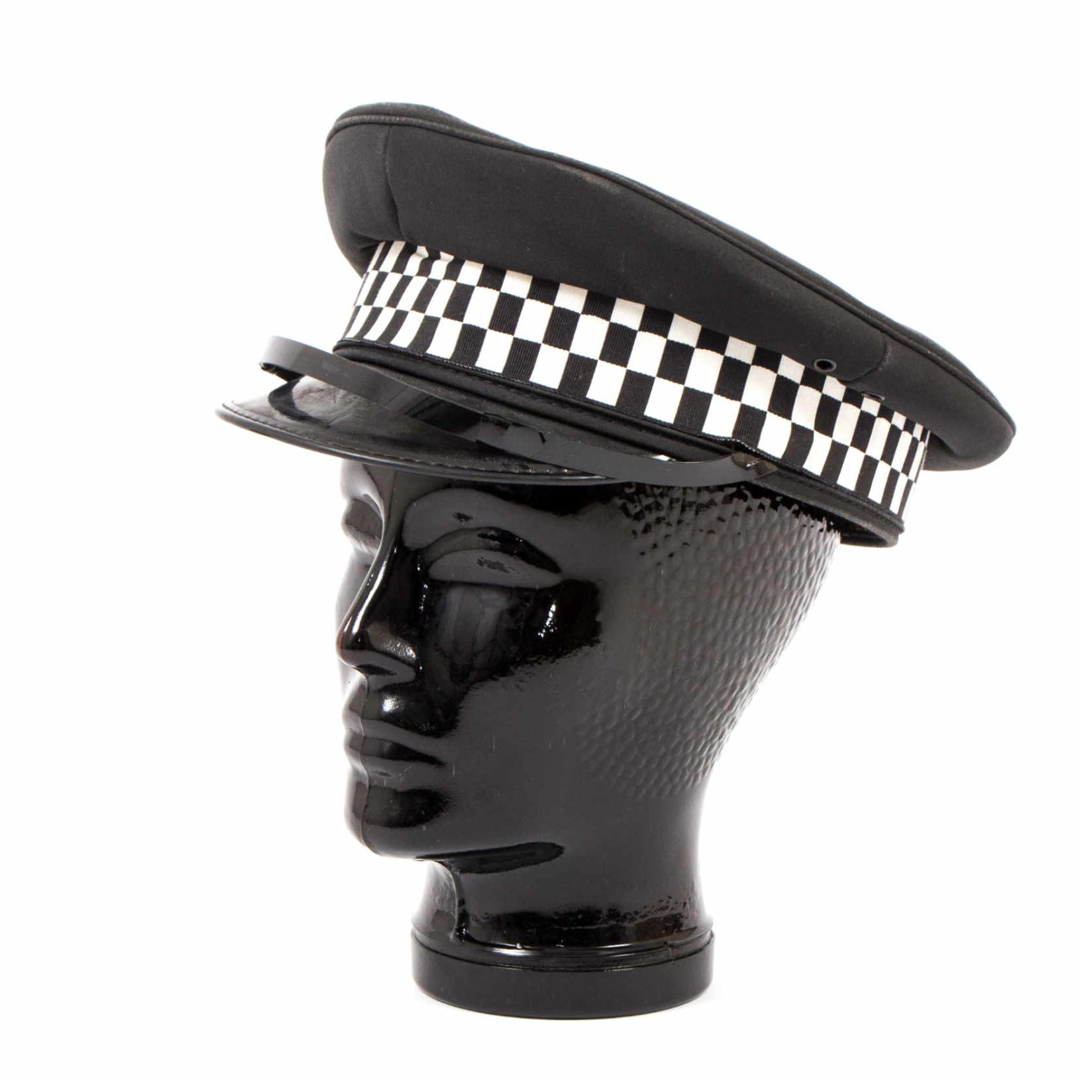 British police / constabulary surplus black chequer peaked cap hat ...