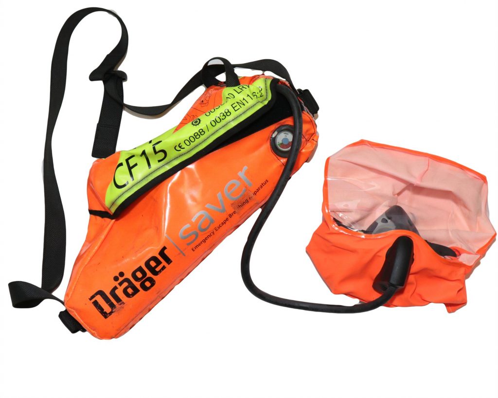 Drager CF15 emergency breathing apparatus escape set smoke hood ...
