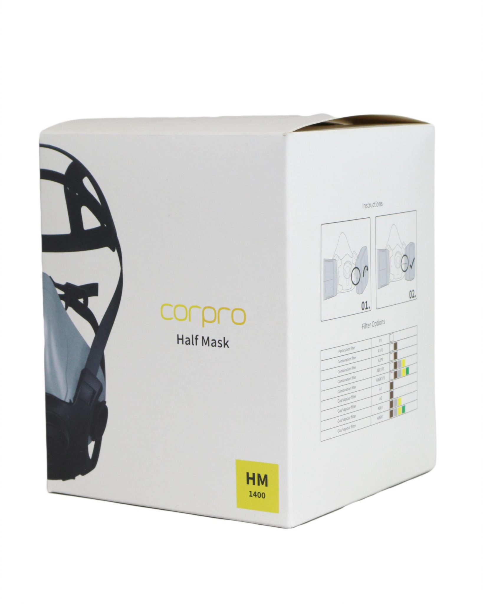 Corpro HM1400 Half Face Mask Respirator and 2 filters - Surplus & Lost