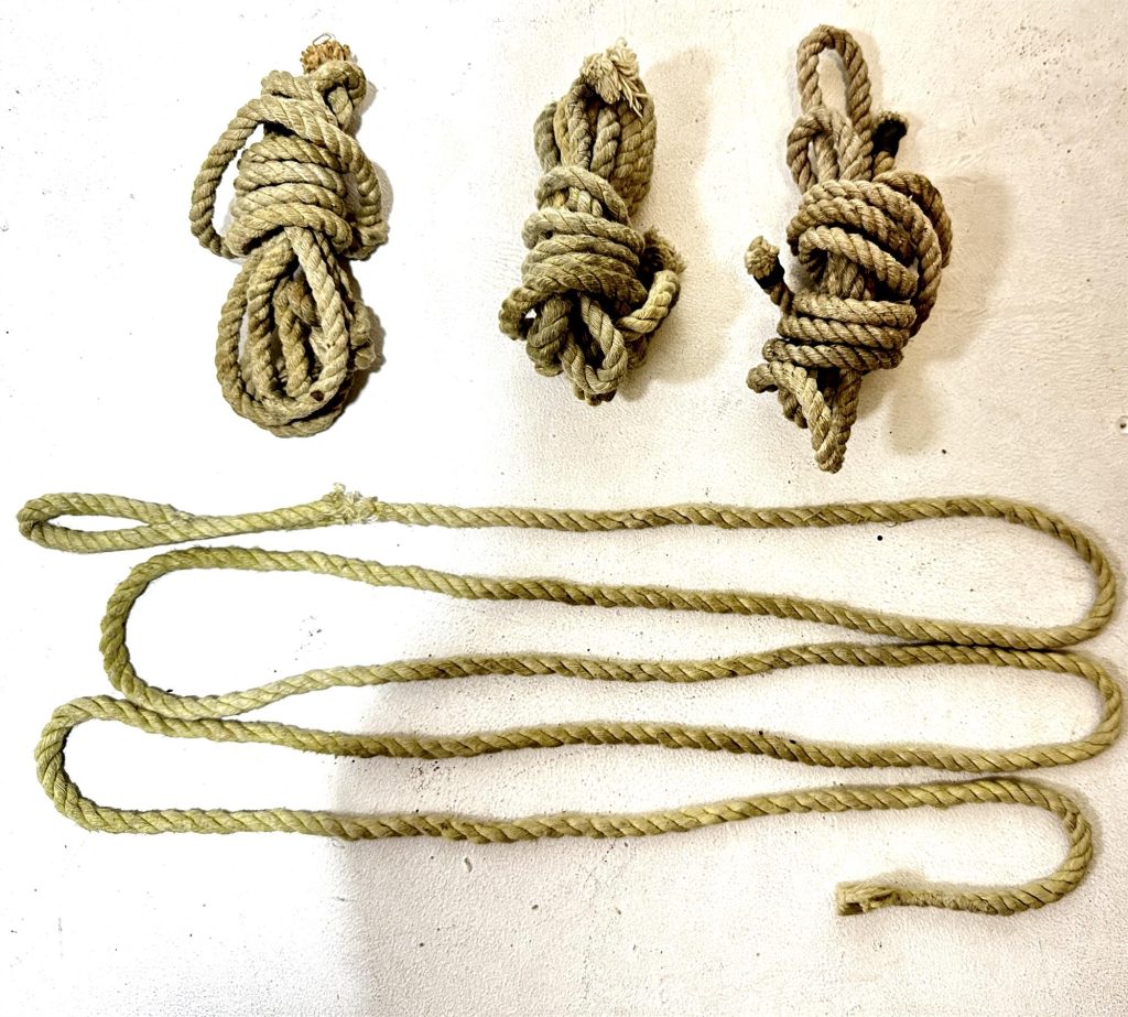 Job lot set of 4 x Vintage rope string 2m tent guy ropes - Surplus & Lost